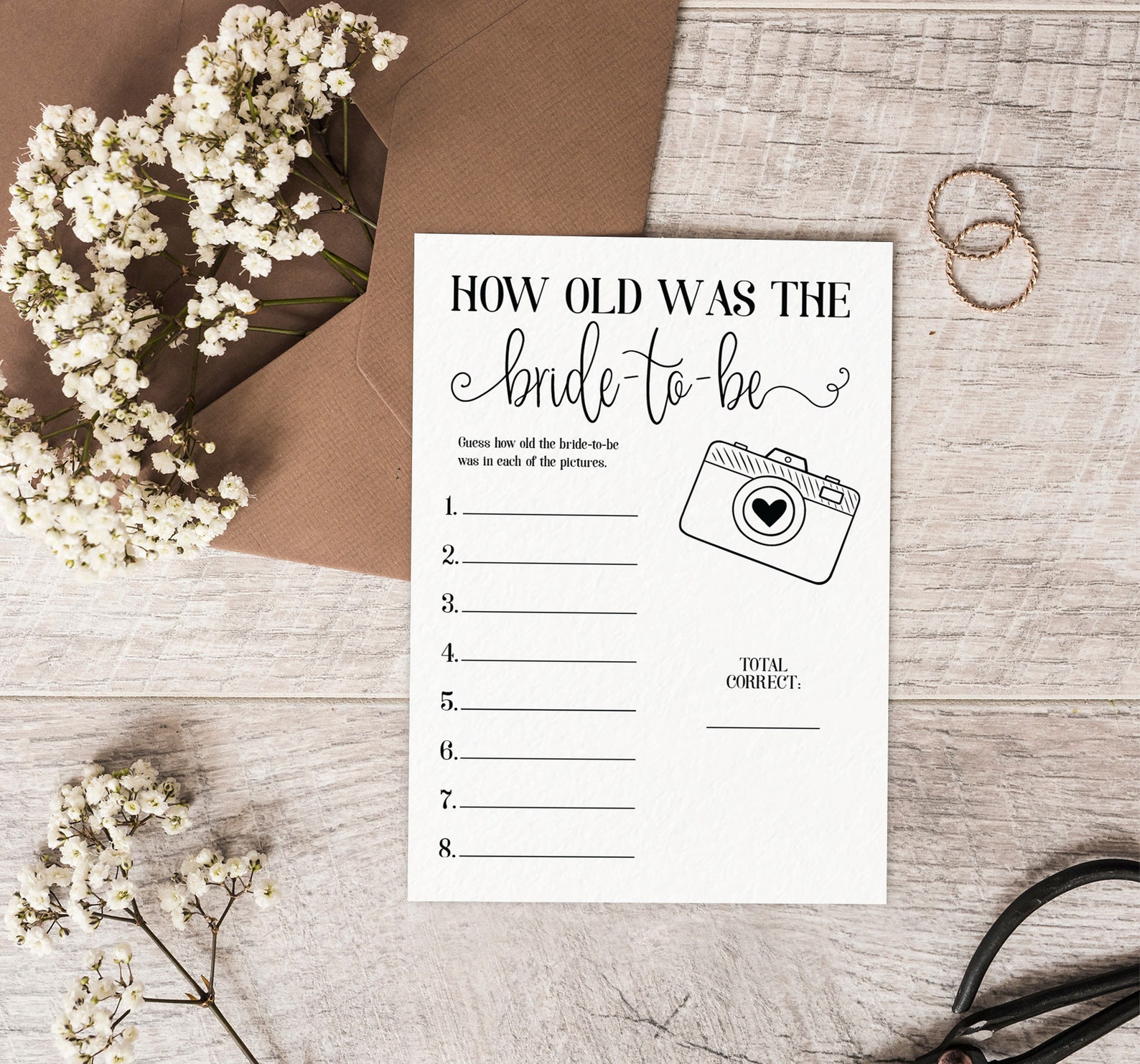How Old Was the Bride-to-be Printable Bridal Shower Game, Bridal Shower ...
