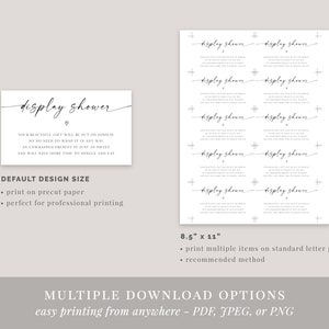 Minimalist Display Shower Invitation Insert Card, Display Shower Bridal ...