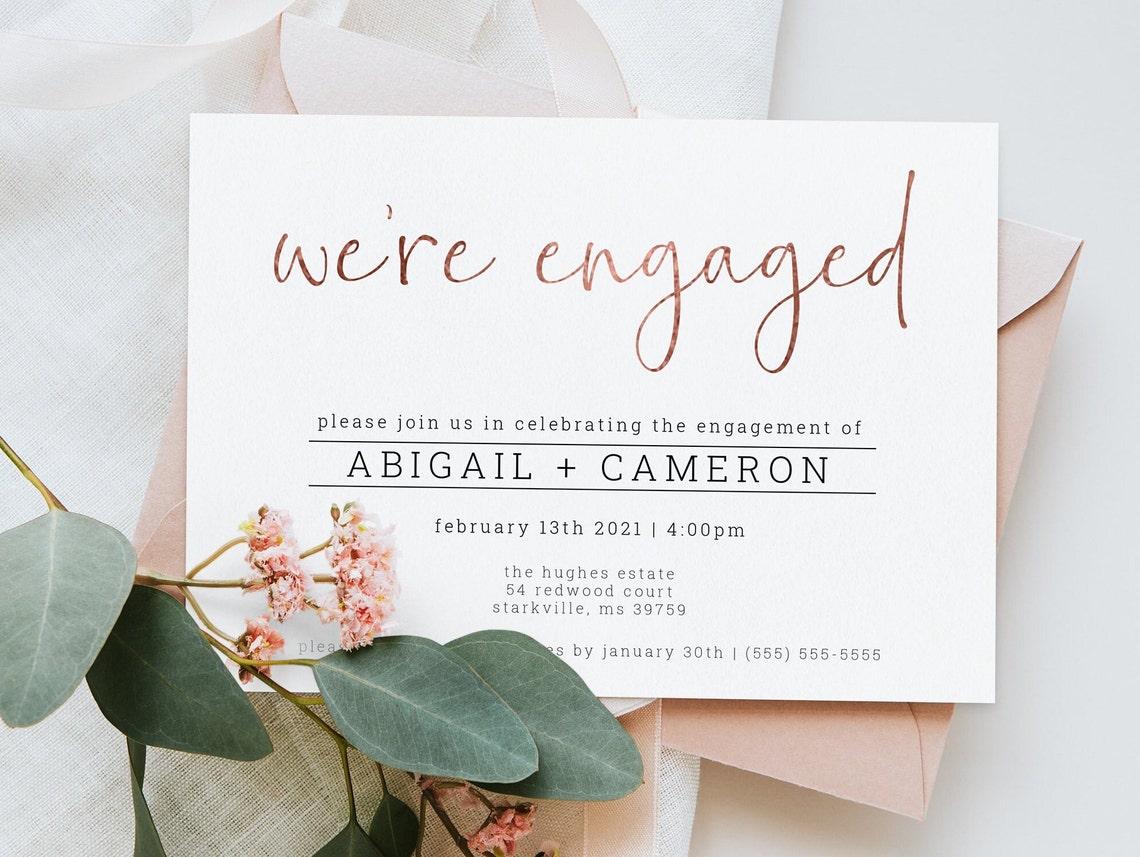 Printable Engagement Announcement We're Engaged Party - Etsy