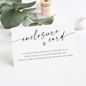 Minimalist Invitation Enclosure Card Template, Printable Wedding ...