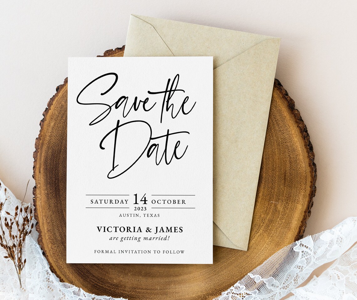 Script Save the Date Template Printable Save the Date - Etsy