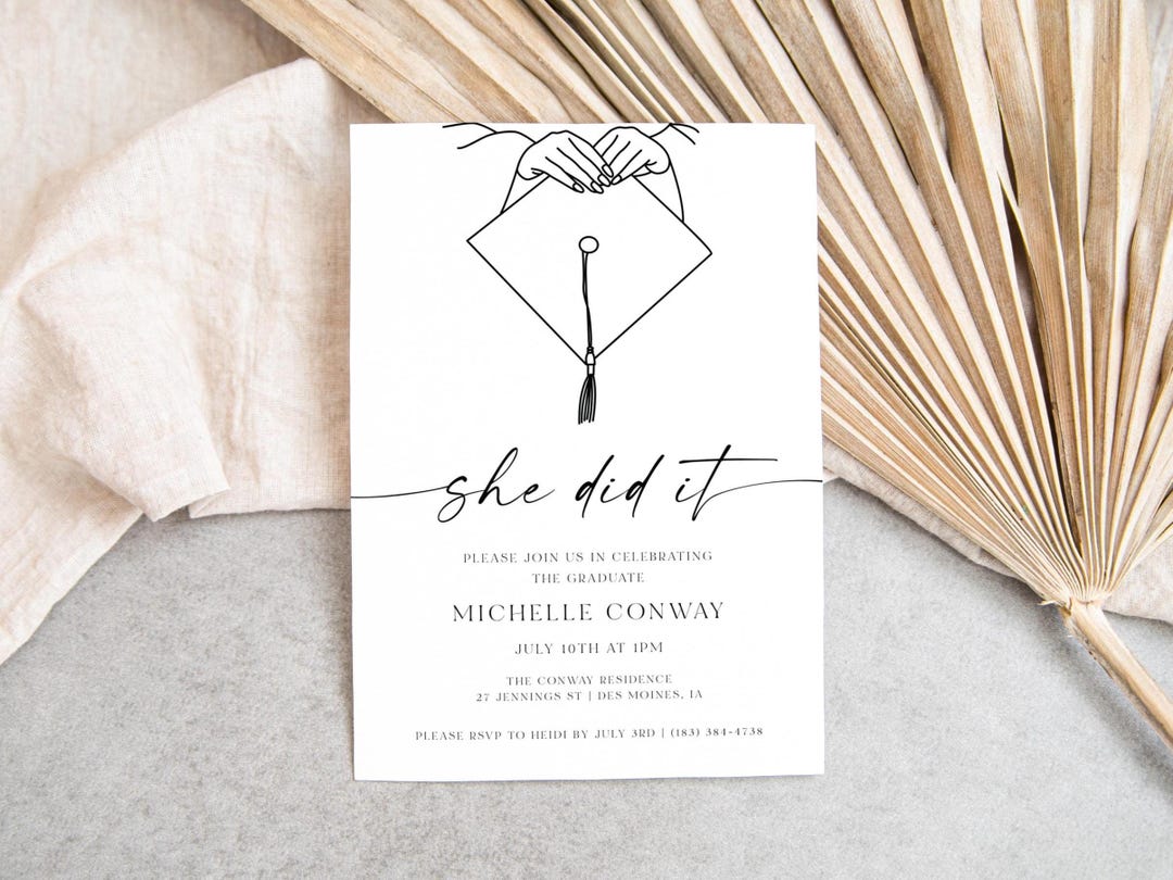 She Did It Graduation Party Invitation Template, Graduation ...