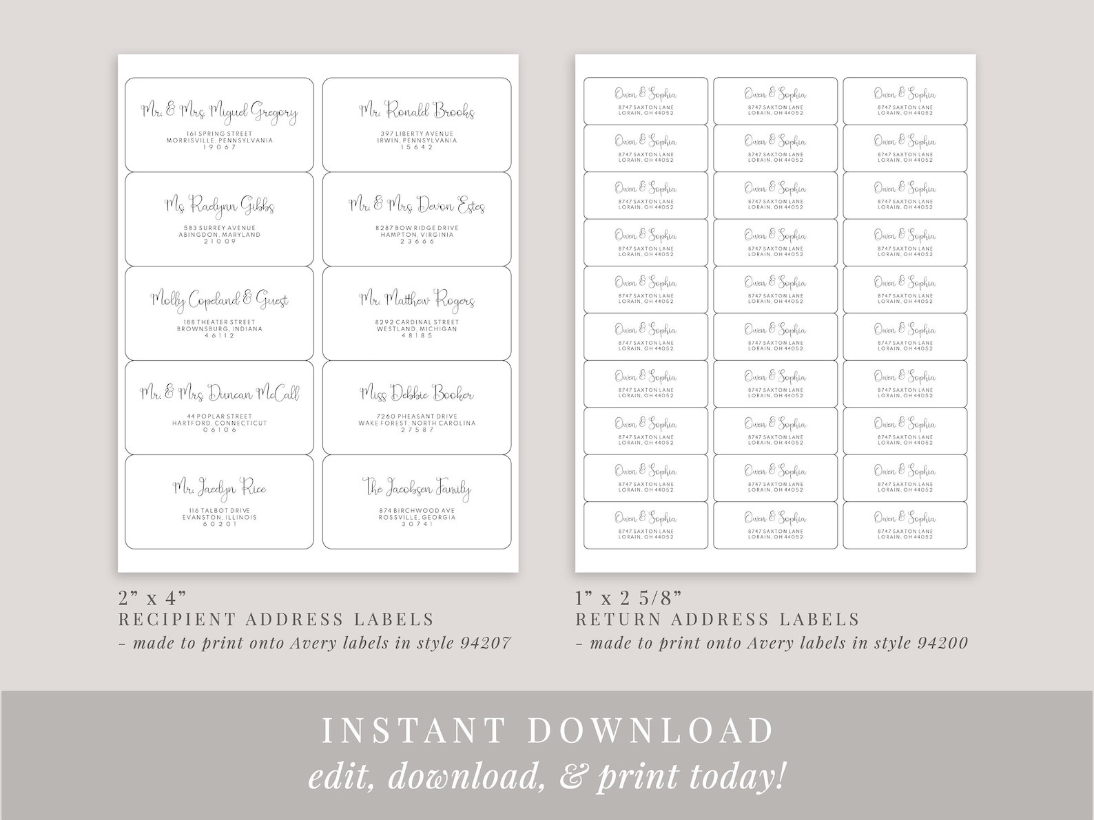 Printable Address Labels Wedding Envelope Labels Editable | Etsy