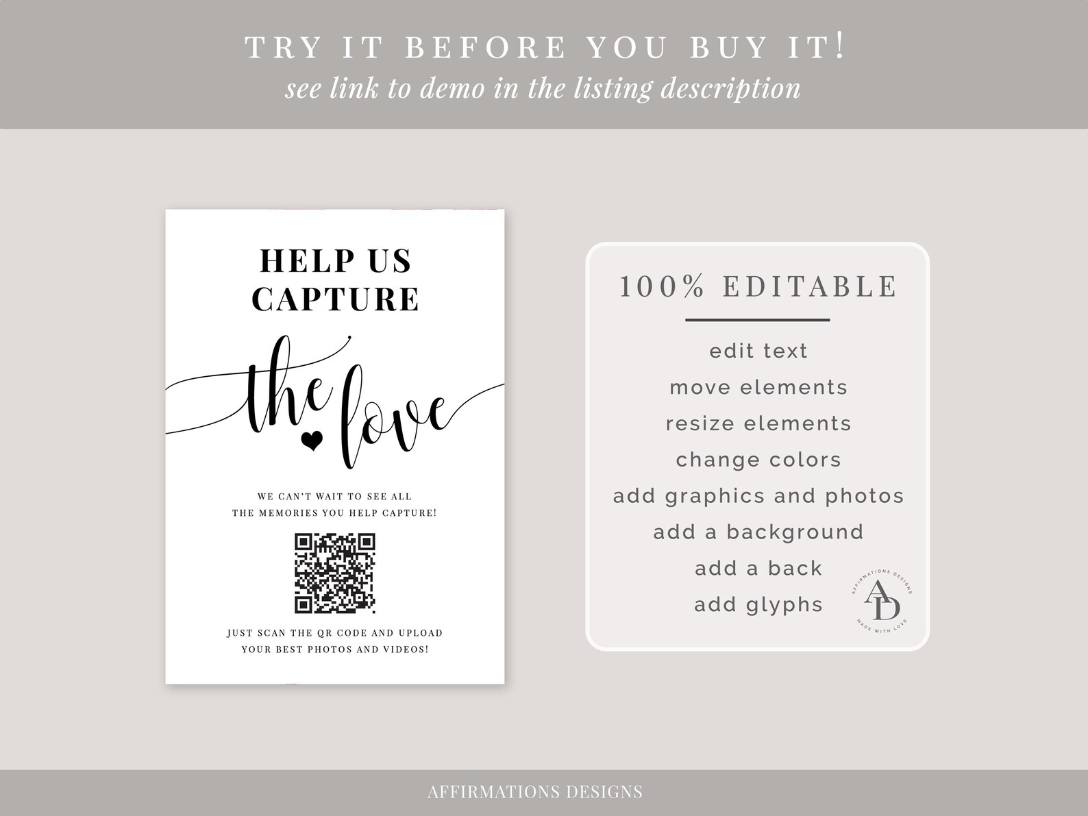 Help Us Capture the Love Wedding Sign Template, Wedding Pictures Sign ...