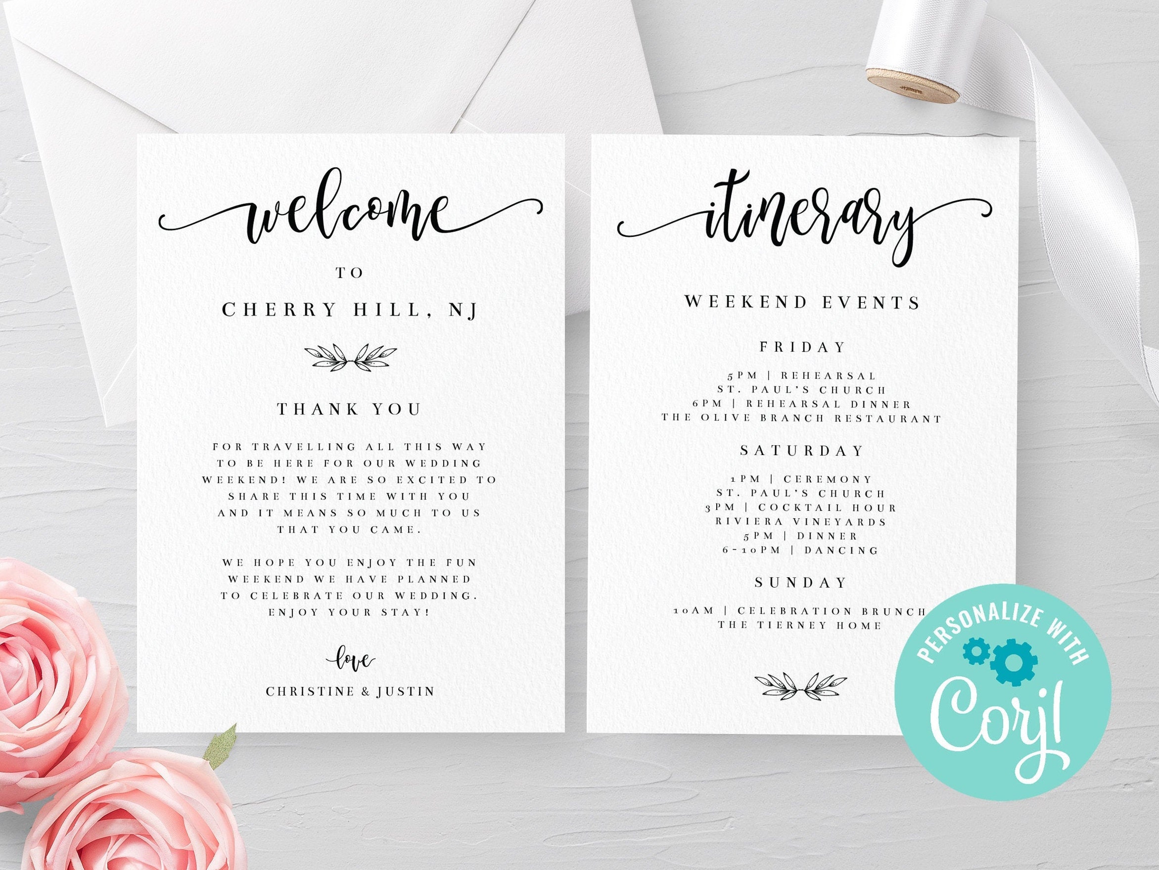 Printable Welcome Card Template // Hotel Welcome Bag Insert // | Etsy