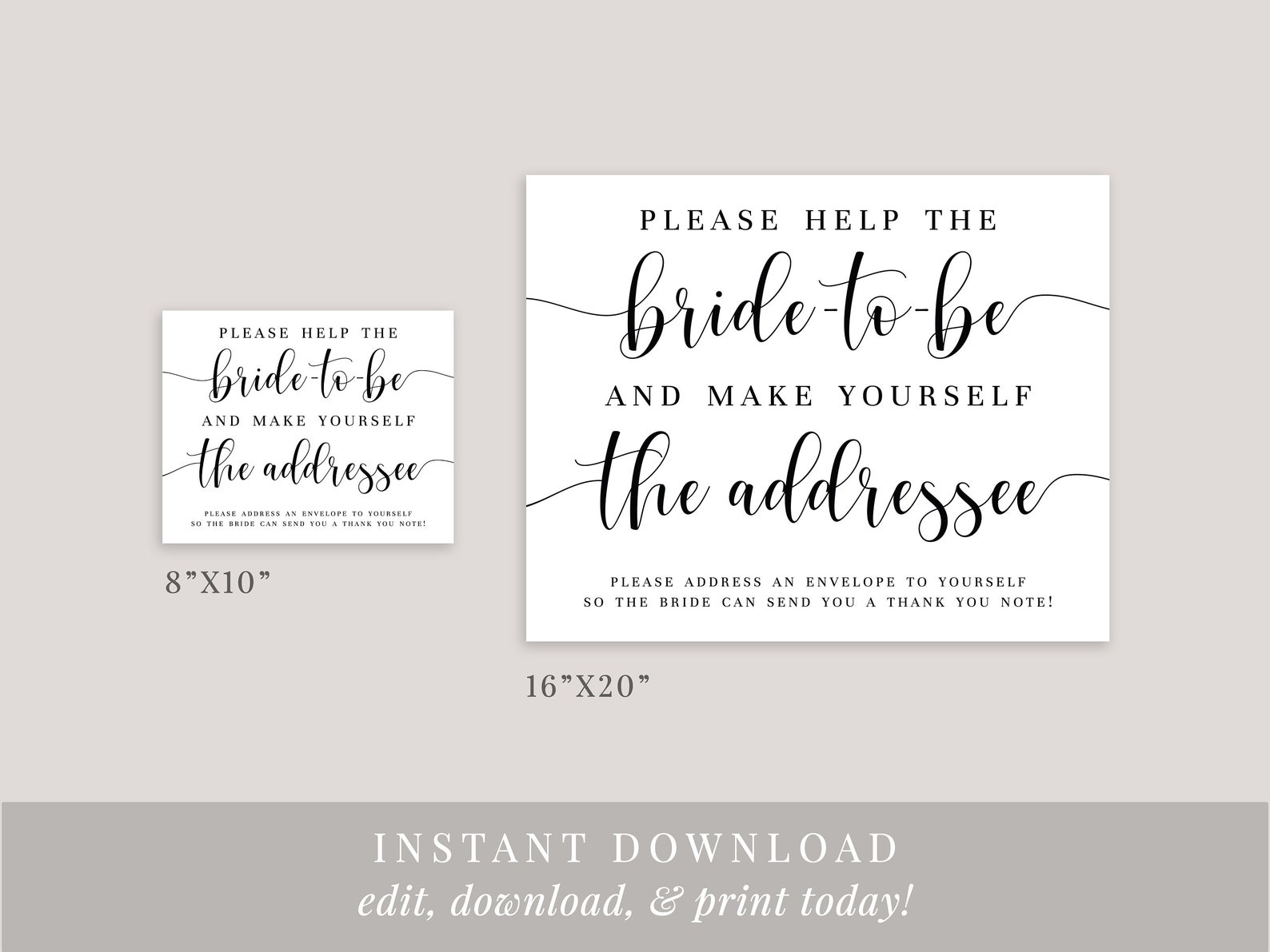 Printable Bridal Shower Sign Envelope Address Sign for Bridal | Etsy