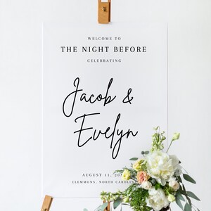 Rehearsal Dinner Script Names Welcome Sign Template, Printable ...