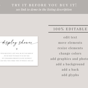 Minimalist Display Shower Invitation Insert Card, Display Shower Bridal ...