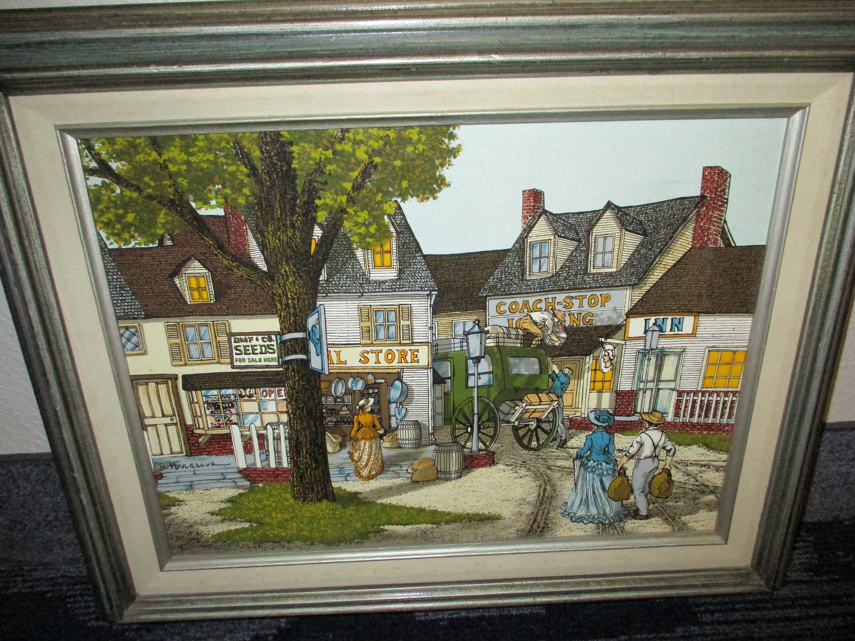 Vintage Signed Hargrove serigraph Painting Art & Collectibles Oil etna ...