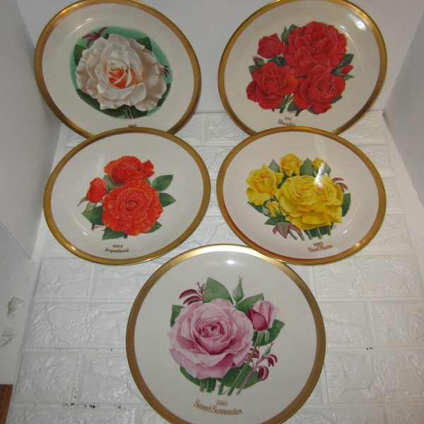 Vintage Rose Plates - Etsy