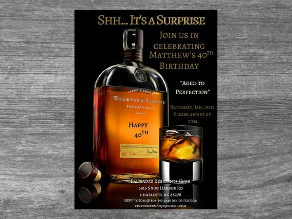 Adult Birthday Invitation Whiskey Invitation Liquor Etsy