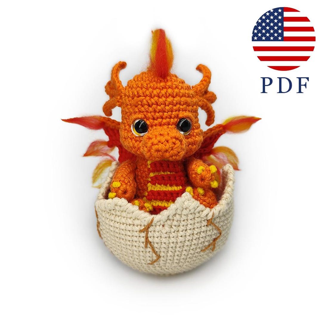 Elemental Fire Dragon Crochet Pattern, Amigurumi Baby Dinosaur ...