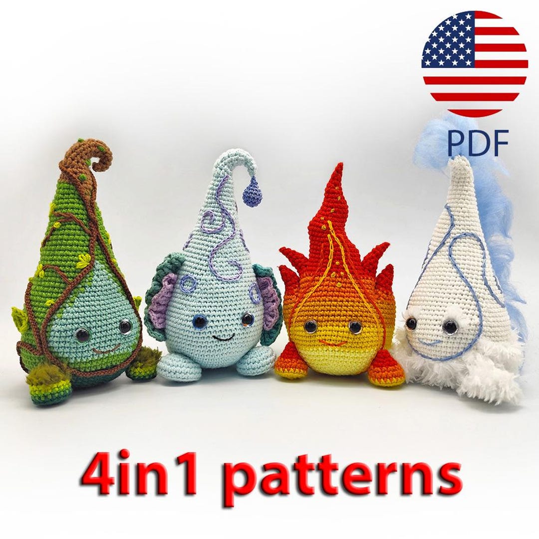 Elemental Sprites Crochet Pattern, Bundle 4in1, Fantasy Amigurumi, PDF ...
