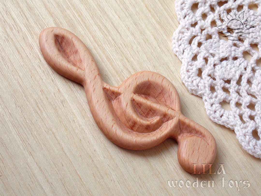 Wooden Treble Clef Teether Baby Musical Toy Music Pregnancy ...