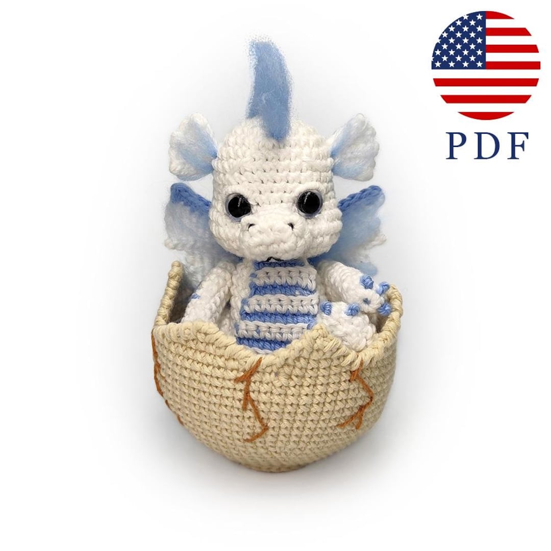 Elemental Air Dragon Crochet Pattern, Amigurumi Baby Dinosaur, Hatching ...