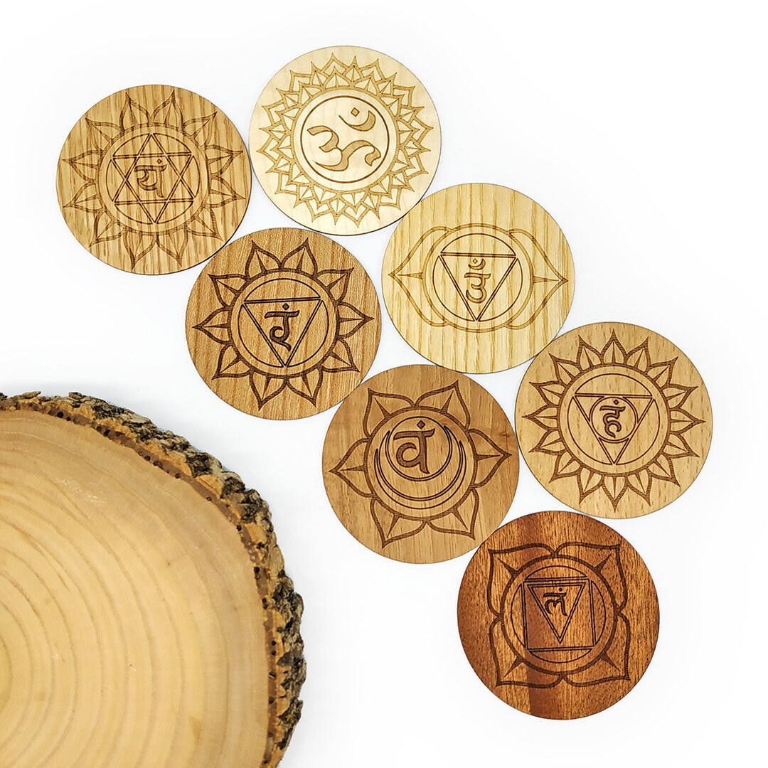 Wooden Chakra Sign, Yoga Christmas Ornament, Teacher Gift, Set of ...