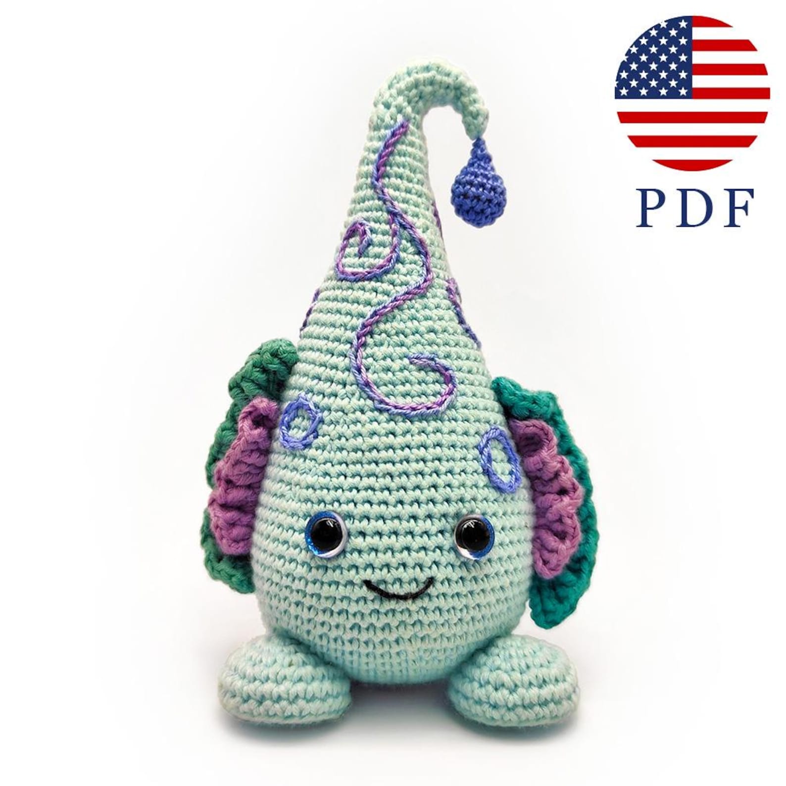 Water Sprite Crochet Pattern: Amigurumi Sea Animal Toy (PDF Tutorial ...