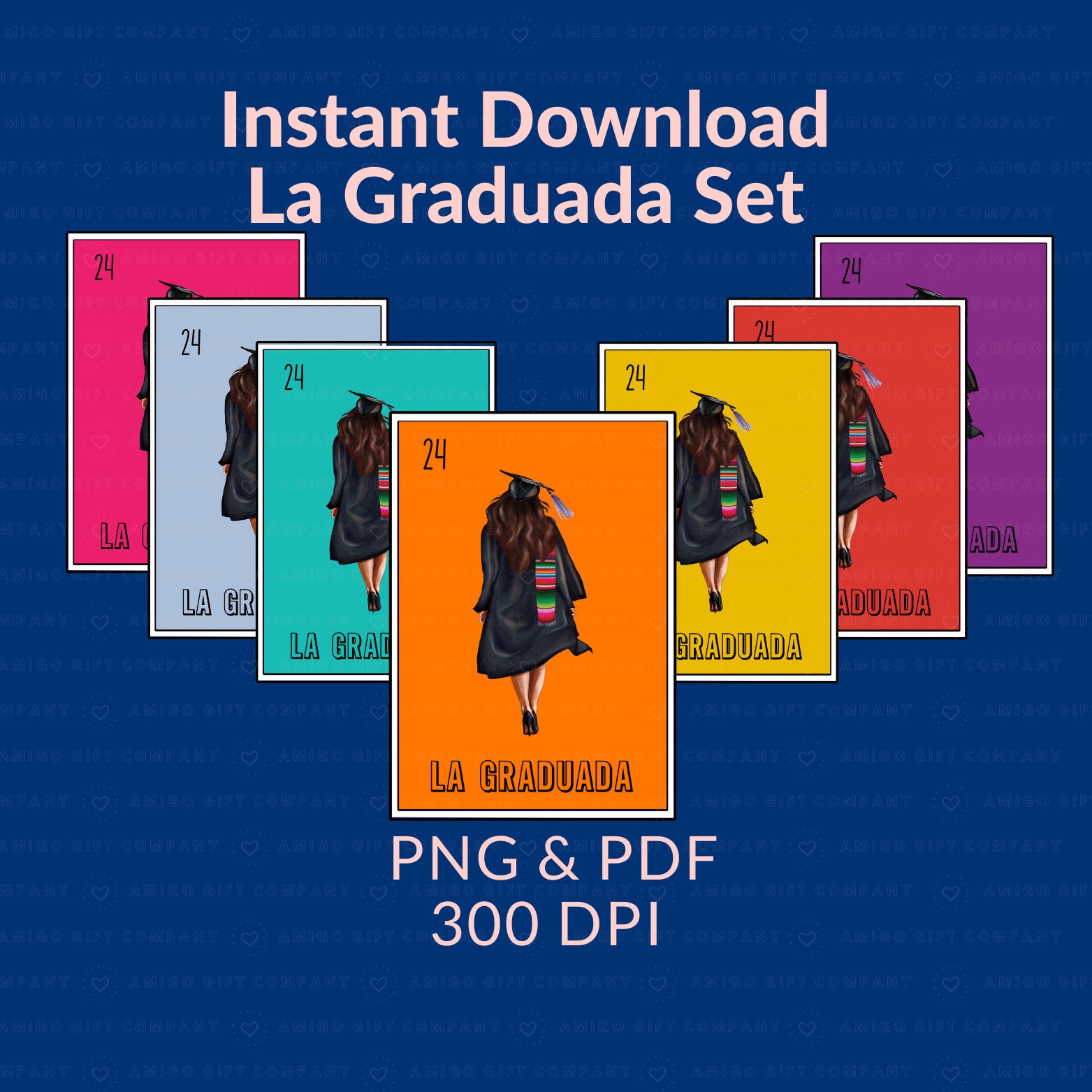 La Graduada Loteria Card Set * 6 Cards* 2024 PNG PDF 300 DPI Digital ...