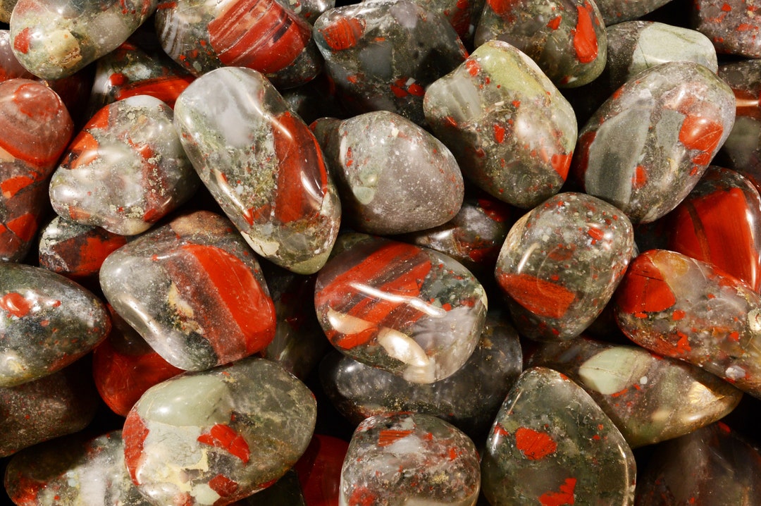 Blood Stone 1 3/4" 2-3 Oz Tumbled Polished Metaphysical Heart Chakra ...