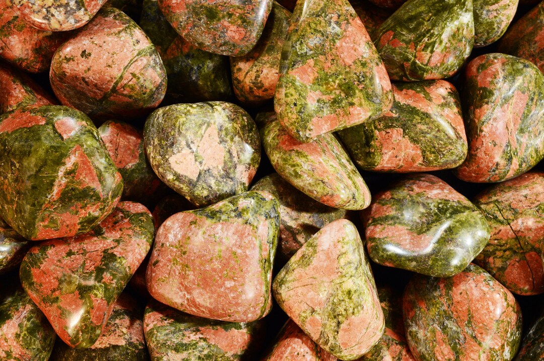 Tumbled Unakite Jasper 1 1/2" Polished Crystal Heart Chakra Healing ...