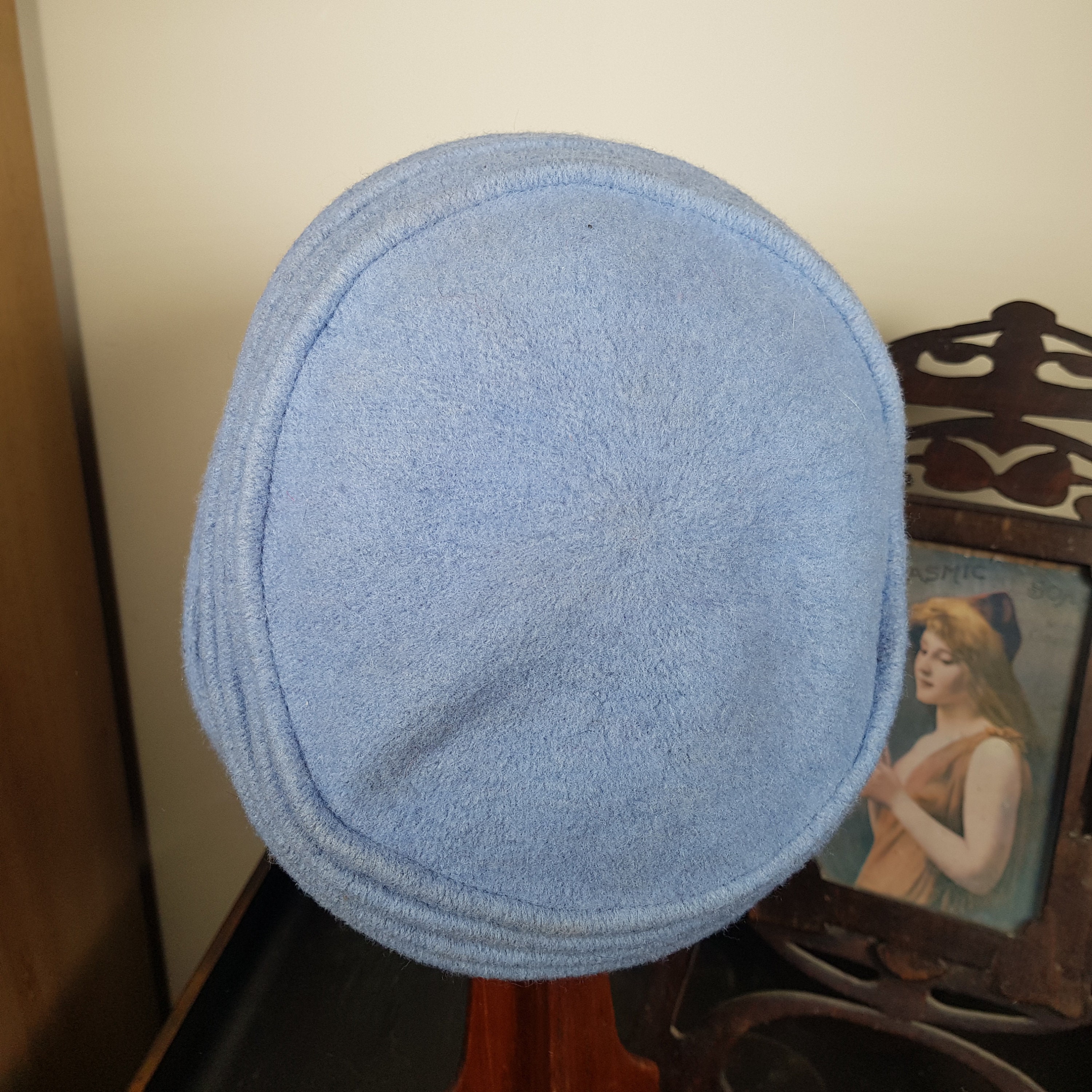 80s Blue Cloche in Wool, Pill Box Style - Etsy