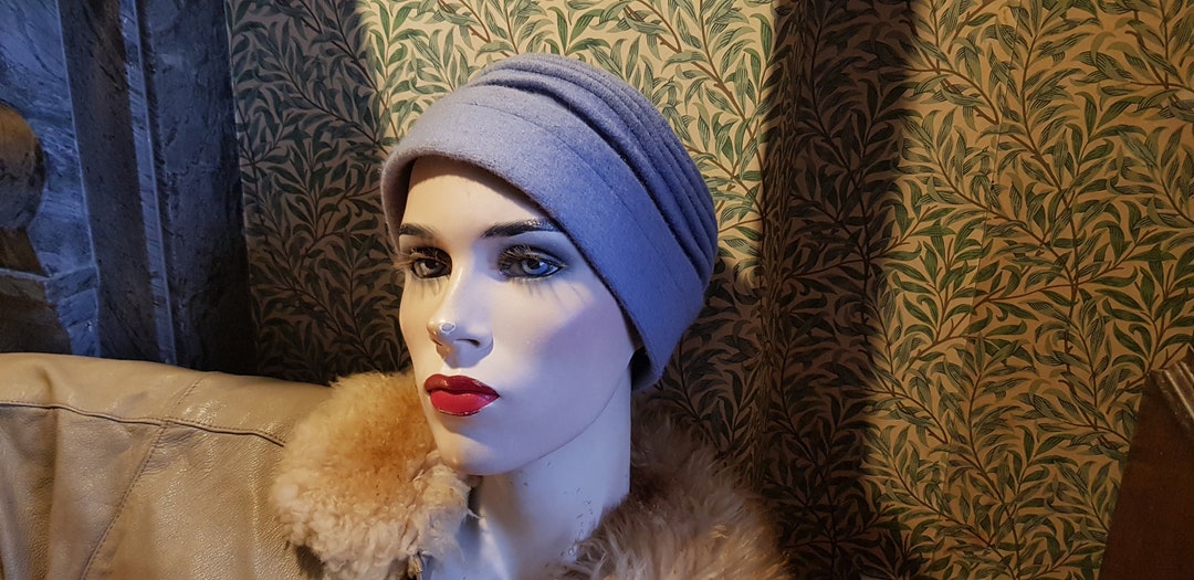 80s Blue Cloche in Wool, Pill Box Style - Etsy