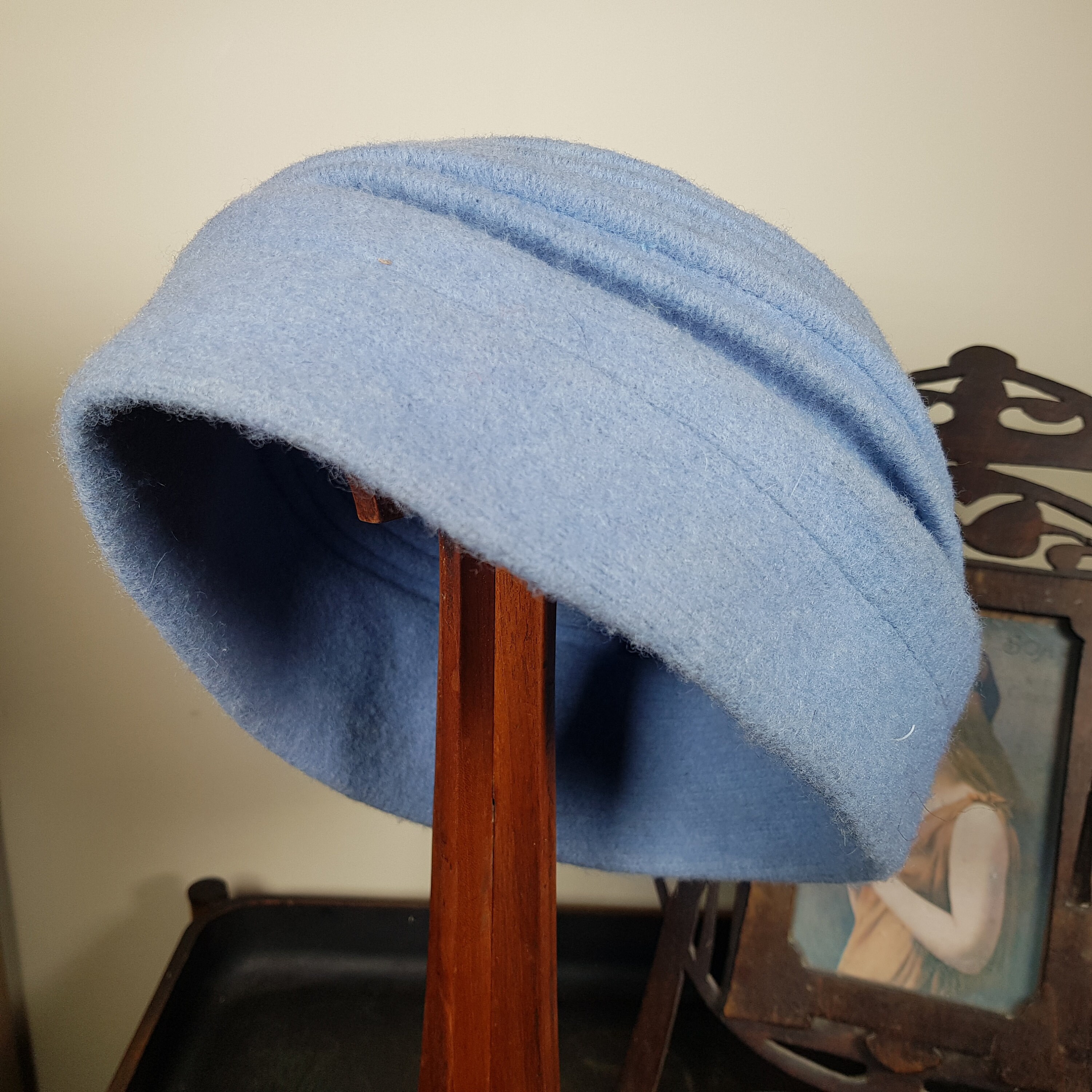 80s Blue Cloche in Wool, Pill Box Style - Etsy