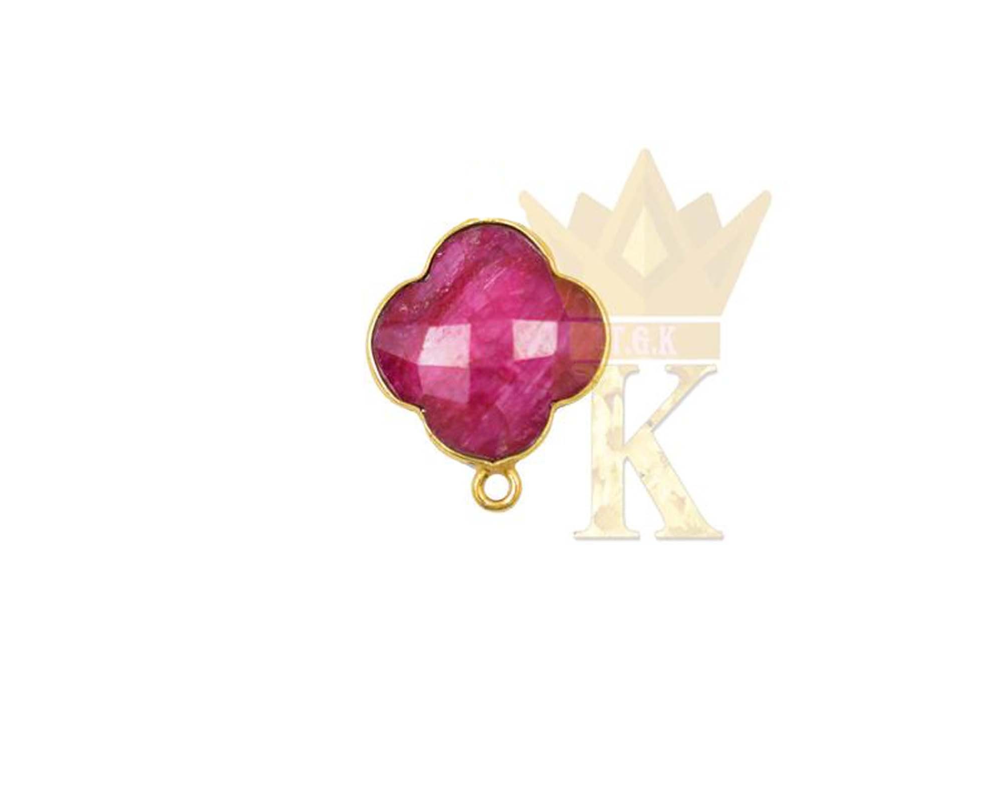 1 Pcs Gemstone Gold Plated Clover Shape Pendant for Earring and ...