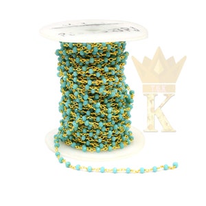 5 Feet Multi Gemstone Rosary Chain Roll Bulk Gold Plated Rondelle Wire ...