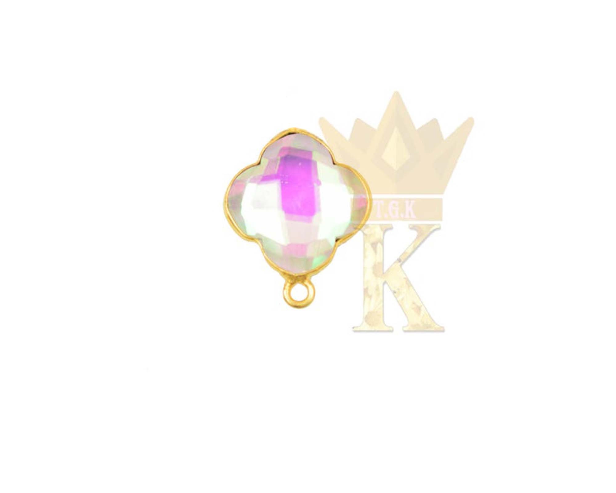 1 Pcs Gemstone Gold Plated Clover Shape Pendant for Earring and ...