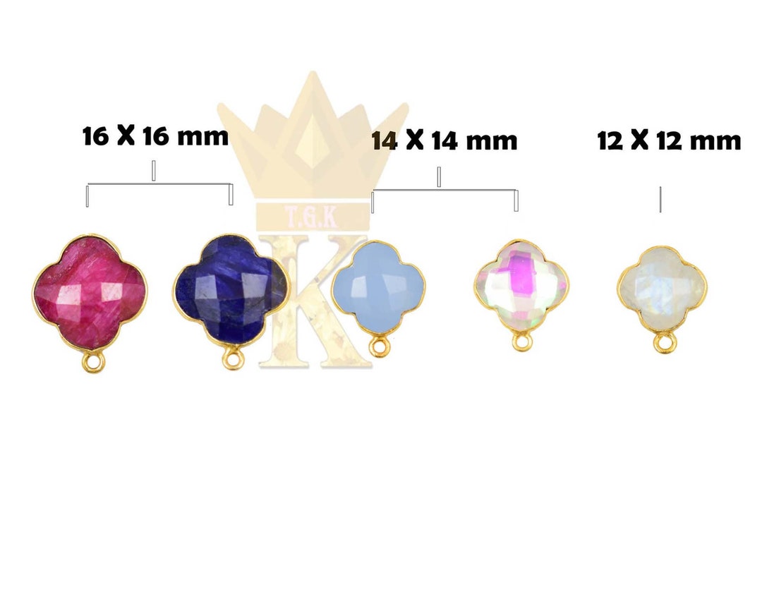 1 Pcs Gemstone Gold Plated Clover Shape Pendant for Earring and ...