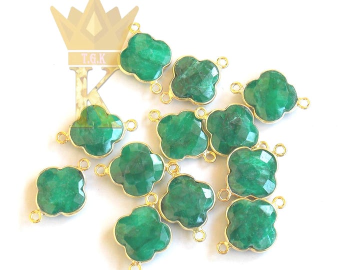 5 Pcs Gemstone Bezel Gold Plated Clover Shape 12MM, 14MM Charm ...