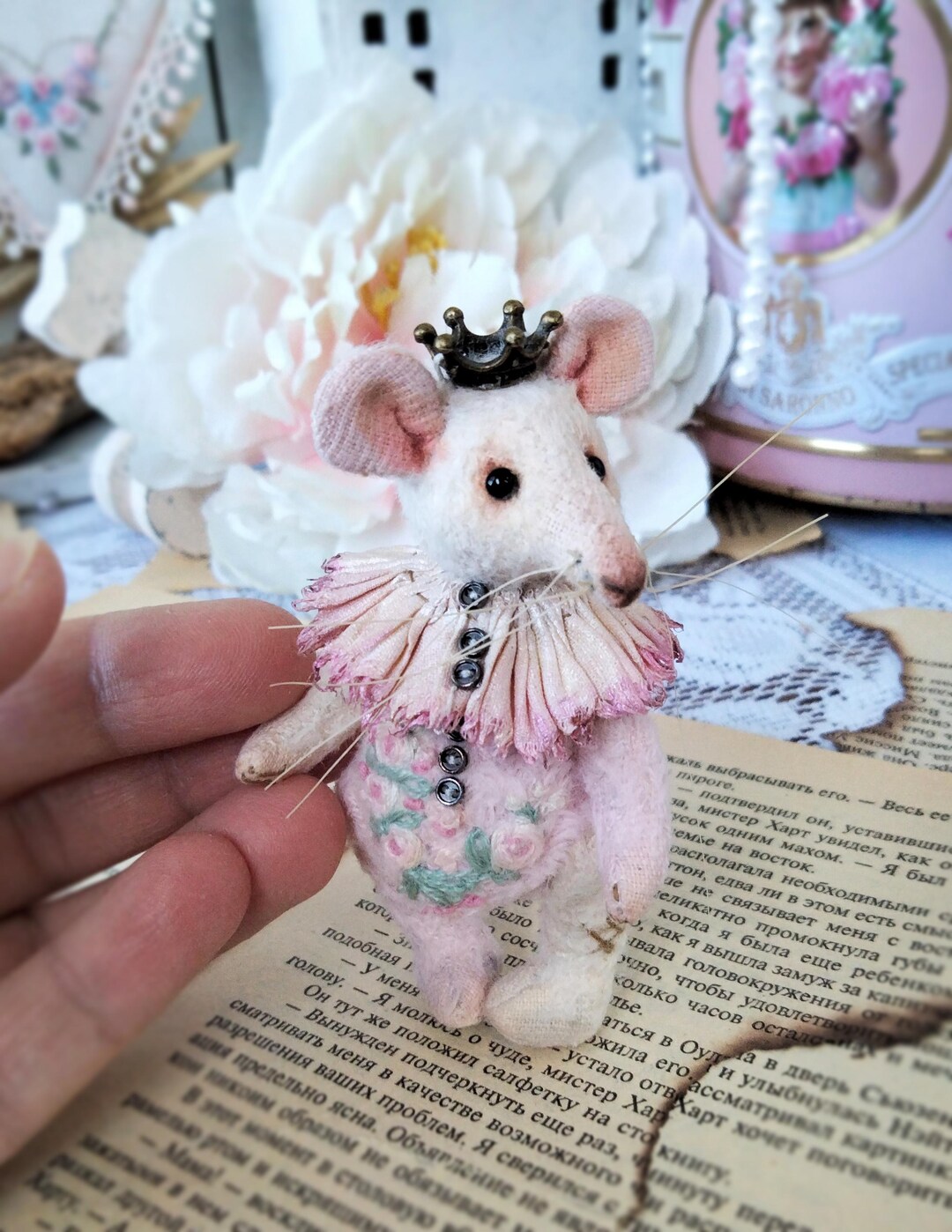 Mini Rat Teddy Mouse Stuffed With Sawdust Animal Figurine in Vintage ...
