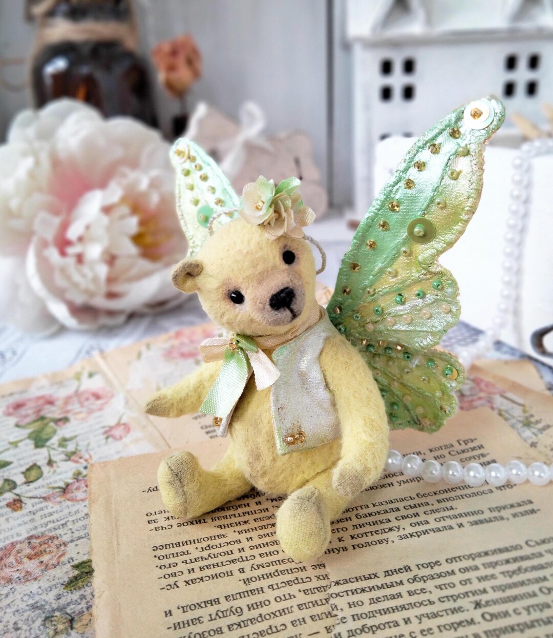 Teddy Bear With Wings Butterfly Wings Beaded Collectible Animal ...
