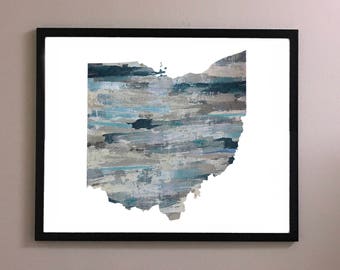 Ohio State Art, State Print, State Art, Home State Wall Art ...