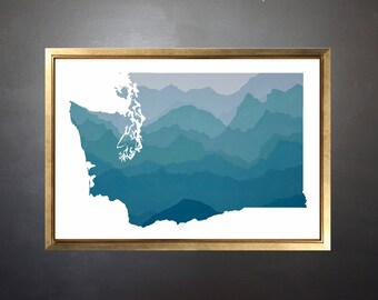 Washington State Print | Etsy