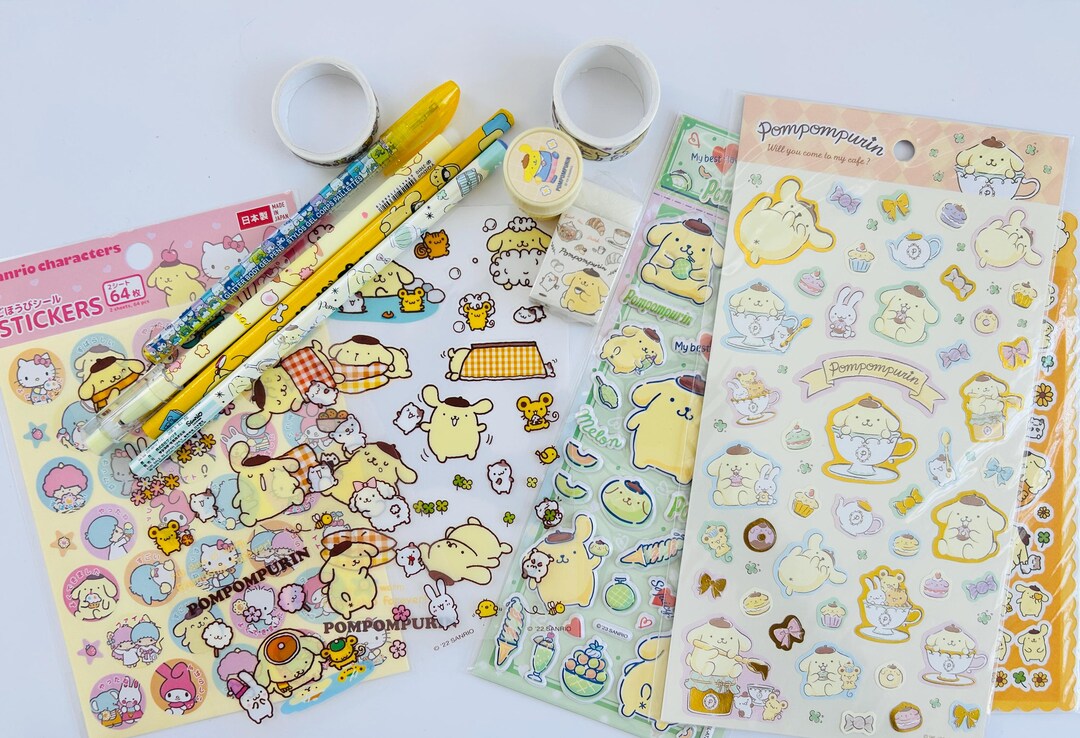 Pompompurin Sanrio Sticker & Stationery Lot Sticker Sheets, Erasers ...