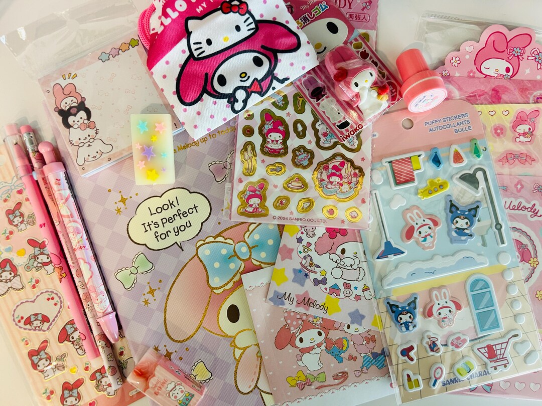 My Melody Sticker & Stationery Lot Sticker Sheets, Erasers, Pens and ...
