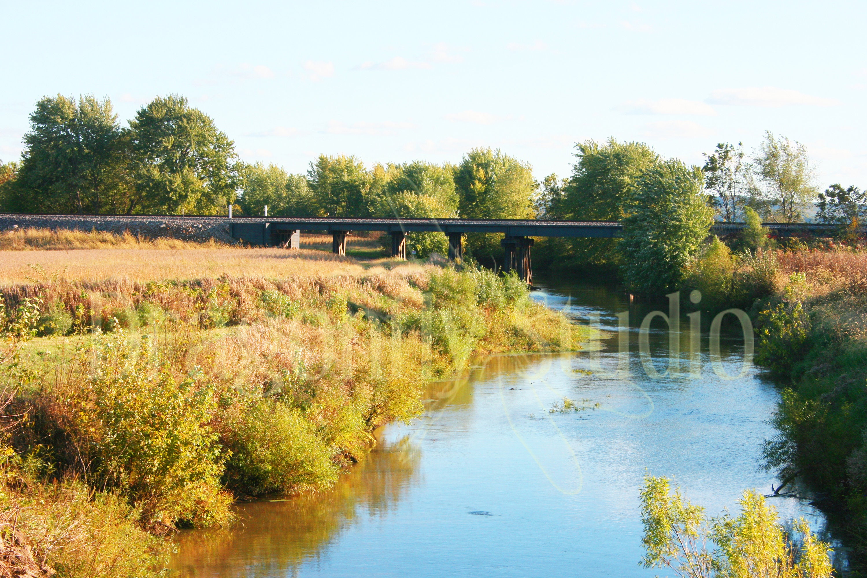 Creek and Train Bridge, Nature Photography, Nature Print, Digital ...