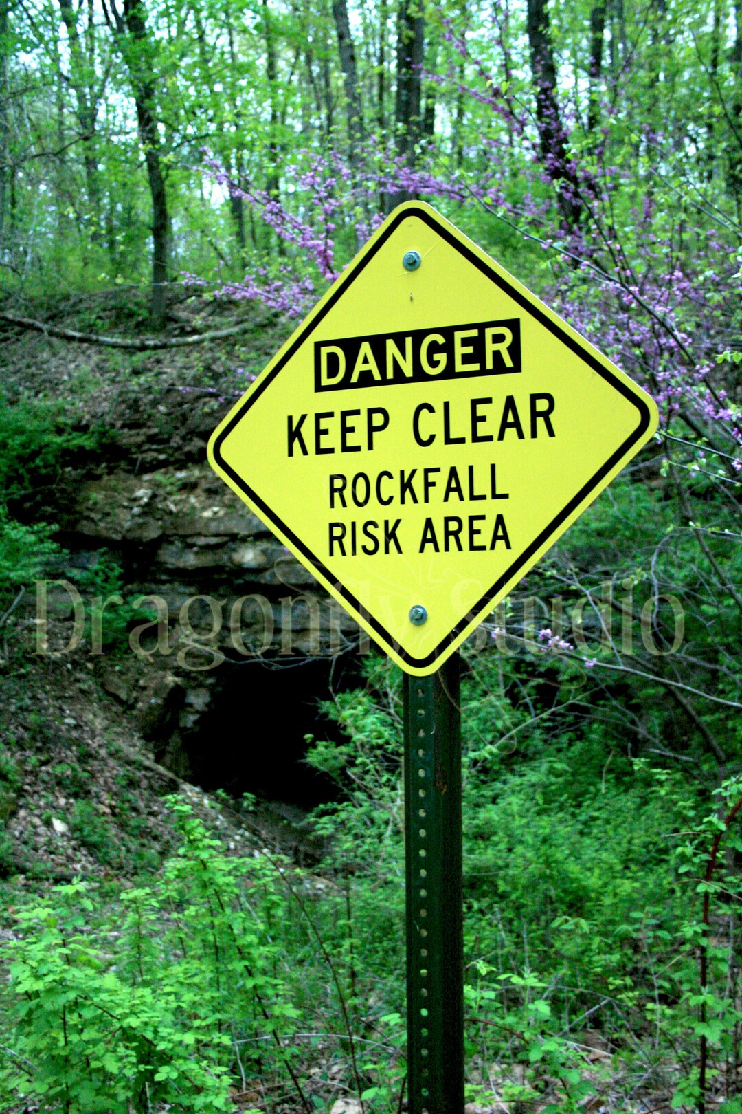 Danger Keep Clear Rockfall Risk Area, Warning Sign, Road Sign, Digital ...