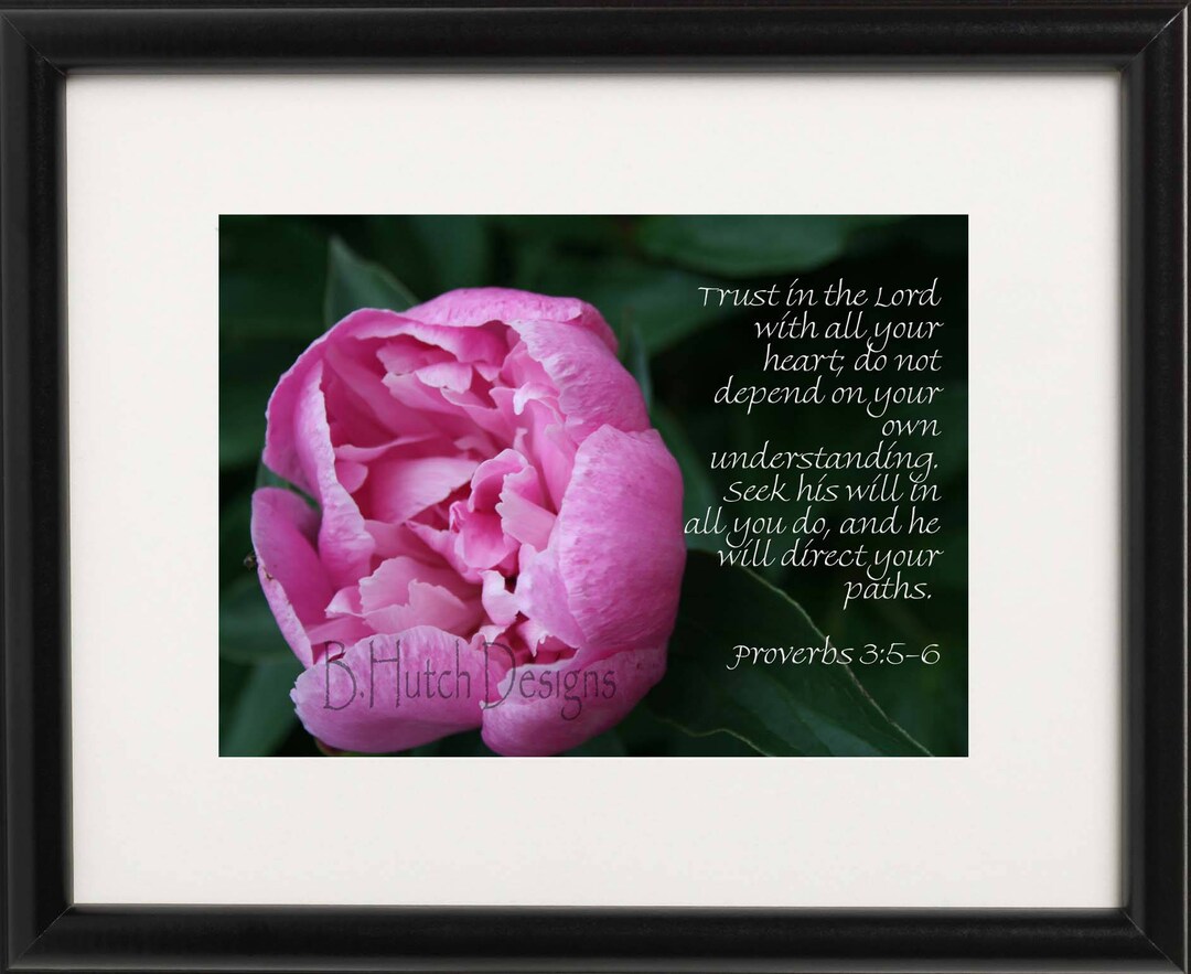 Trust in the Lord, Pink Peony, Digital Download, Nature Print ...