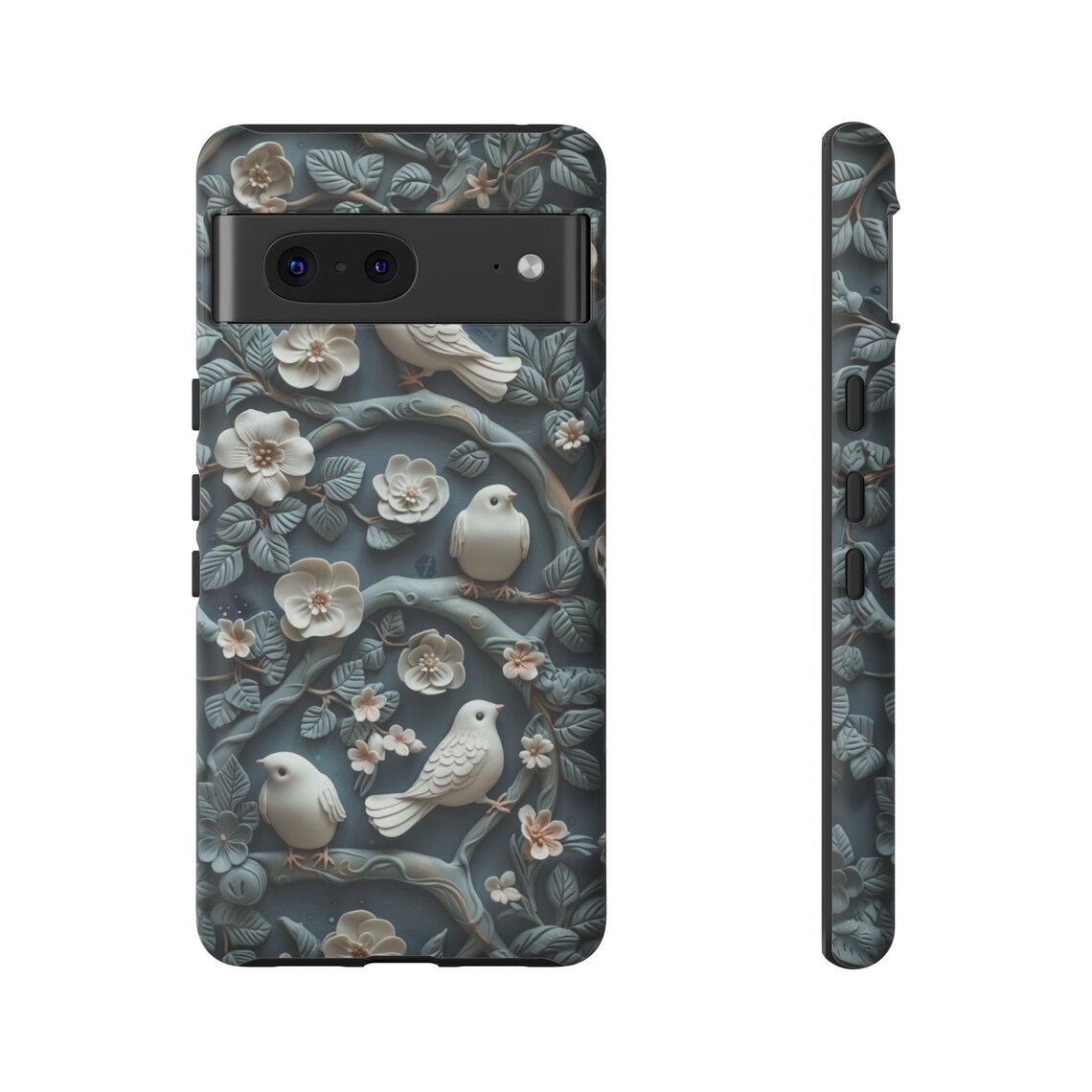 Doves and Flowers Clay Look Birds in Flowers Phone Case White Bird ...