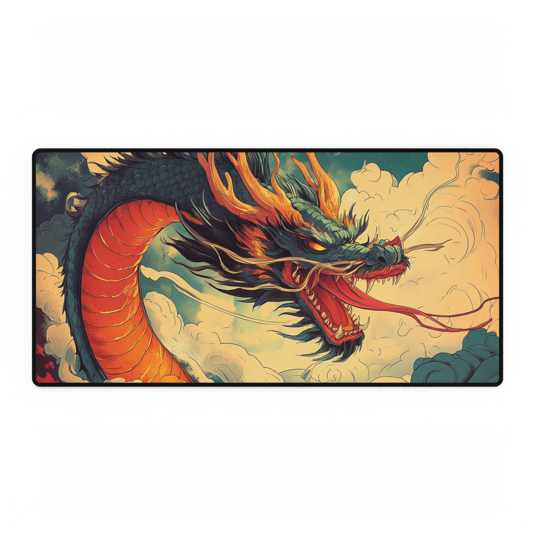 Chinese Dragon Mouse Pad, Fire Breathing Dragon Desk Mats, Large Desk ...