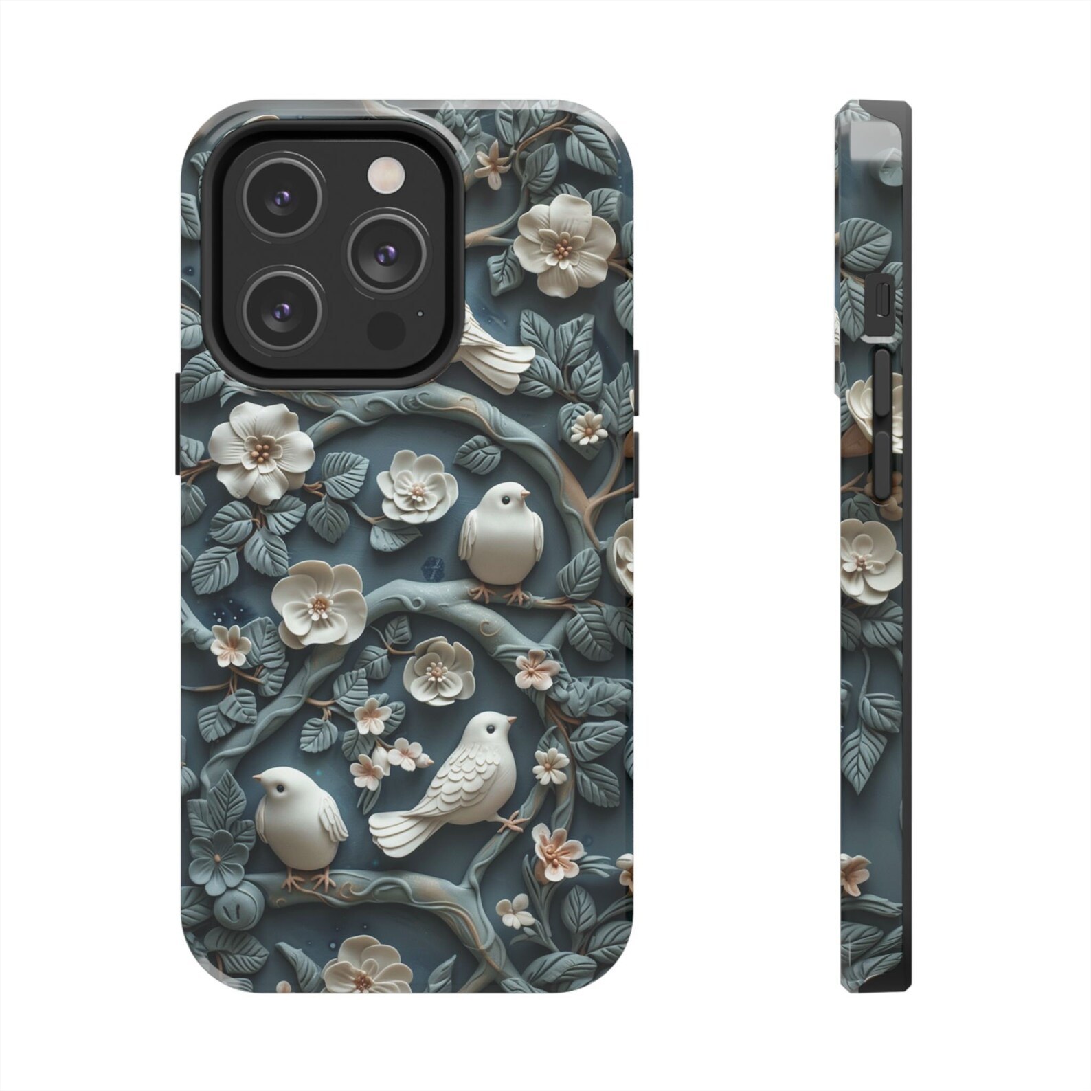 Doves and Flowers Clay Look Birds in Flowers Phone Case | White Bird ...