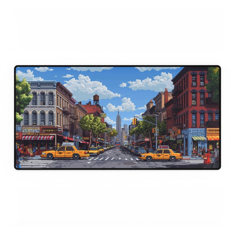 8-bit New York City Desk Mat - Video Game Nyc Pixel Art Detailed Design ...