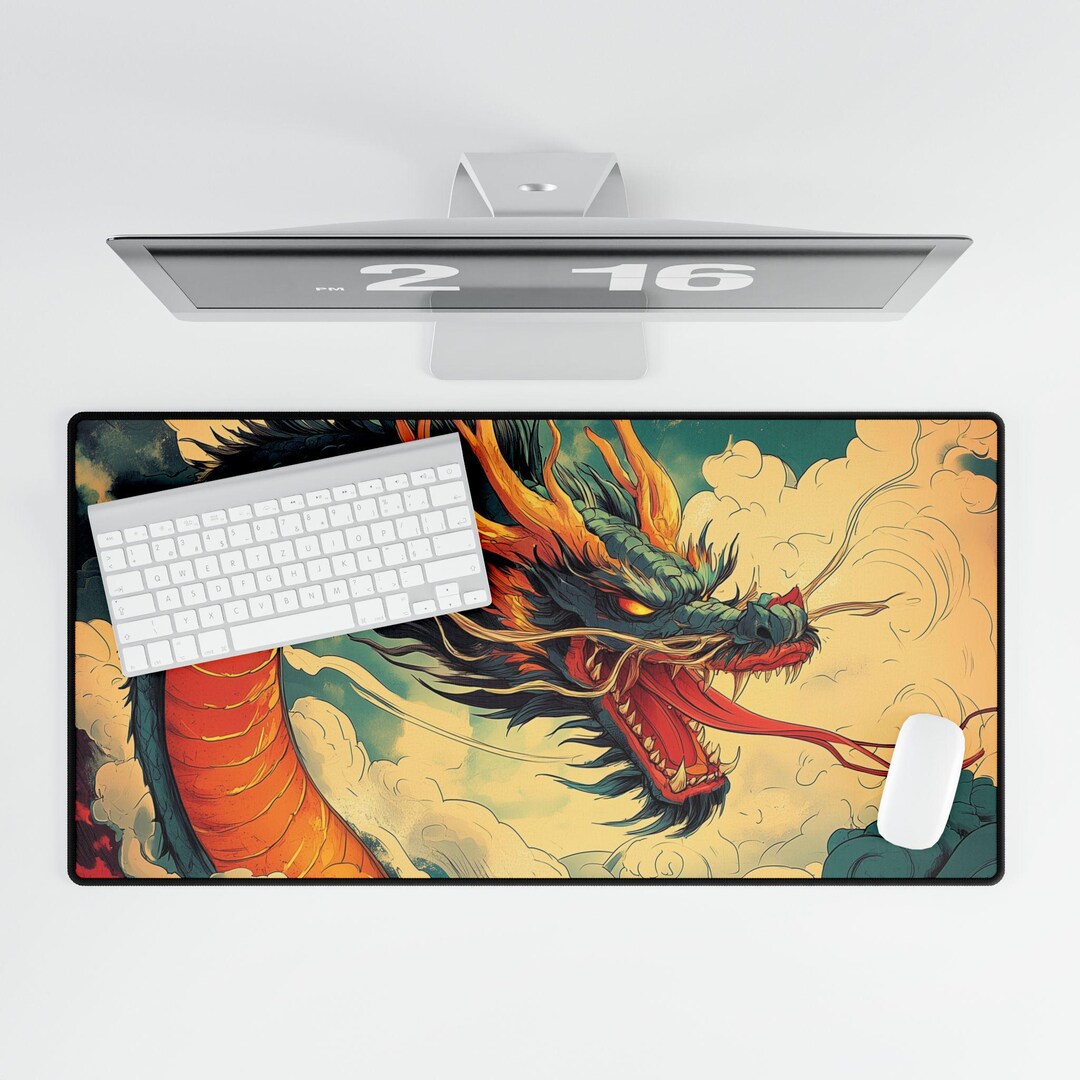 Chinese Dragon Mouse Pad, Fire Breathing Dragon Desk Mats, Large Desk ...