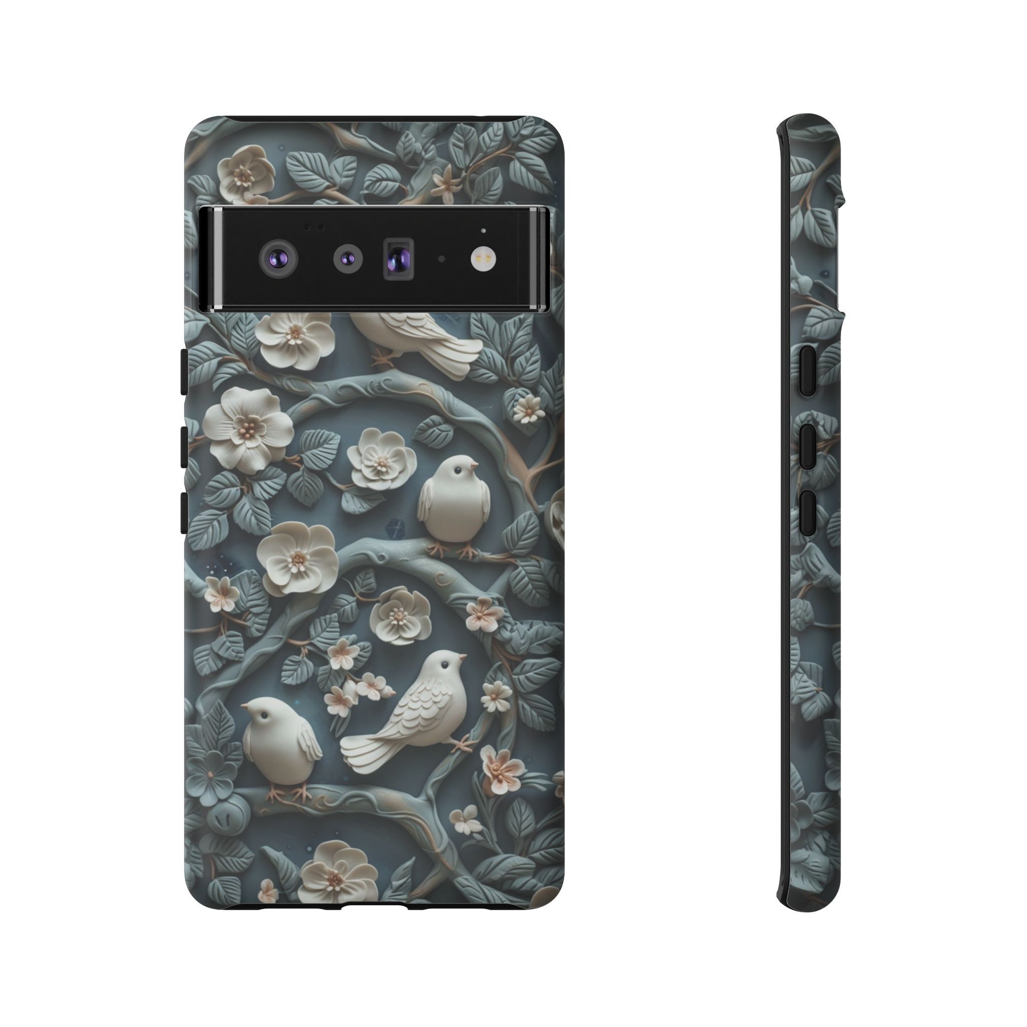 Doves and Flowers Clay Look Birds in Flowers Phone Case | White Bird ...