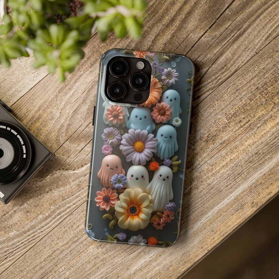 Vintage Halloween Ghosts With Flowers Clay Look Art Phone Case | Custom ...