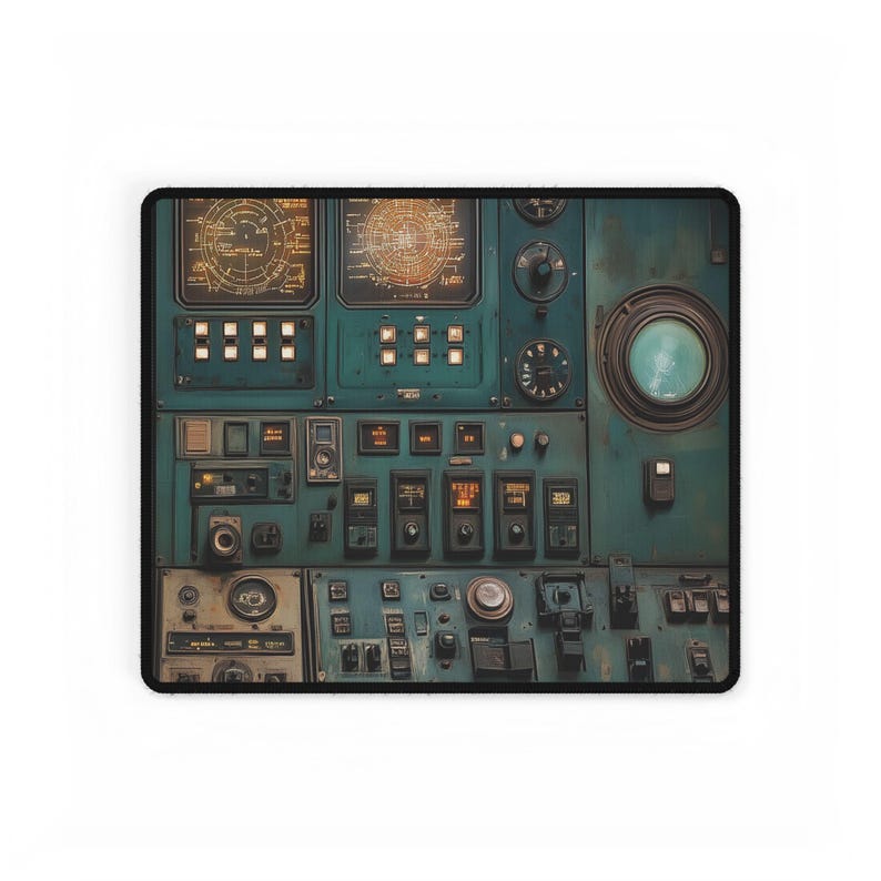 Space Ship Control Panel XXL Desk Mat, Vintage Desk Pad for Gamers and ...