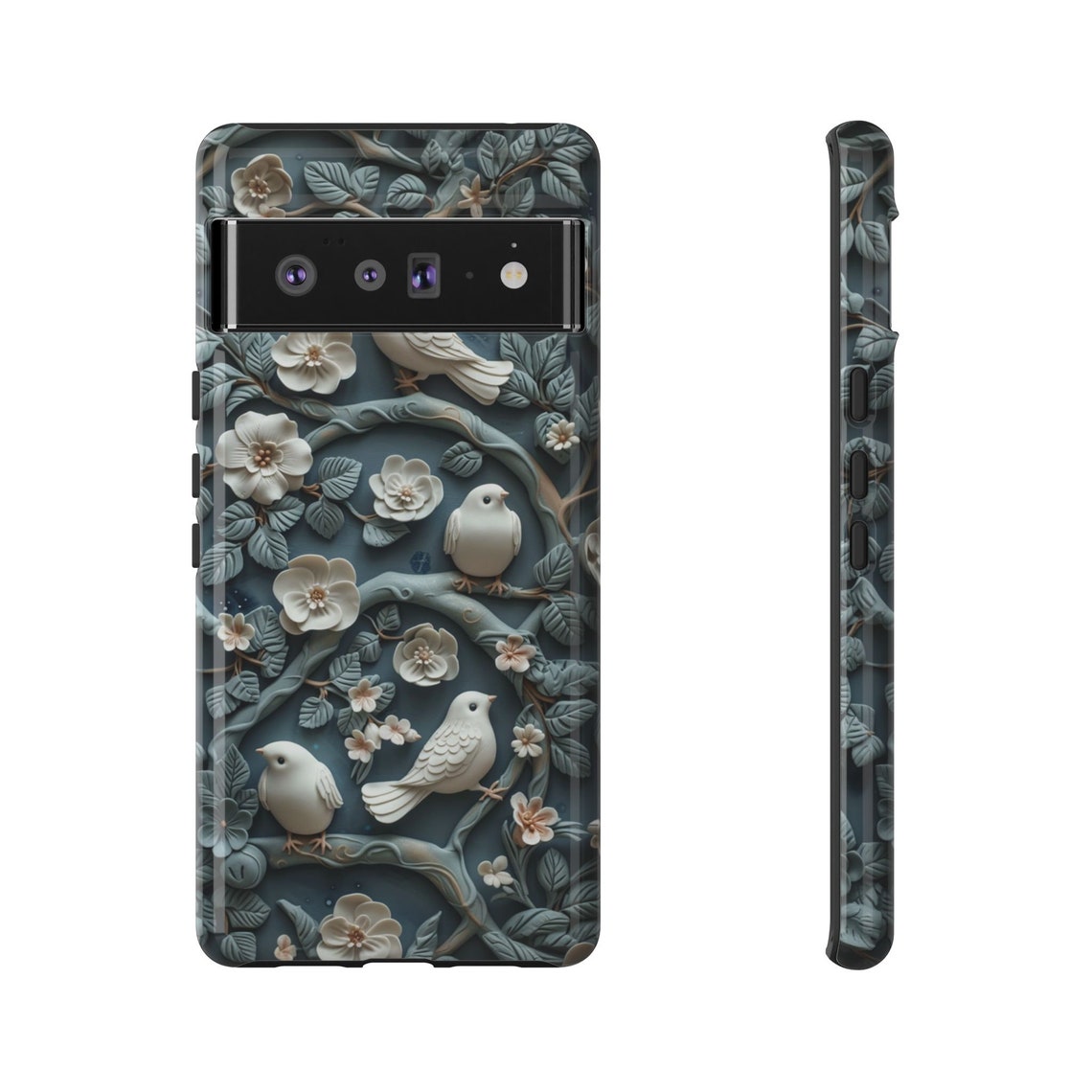 Doves and Flowers Clay Look Birds in Flowers Phone Case White Bird ...